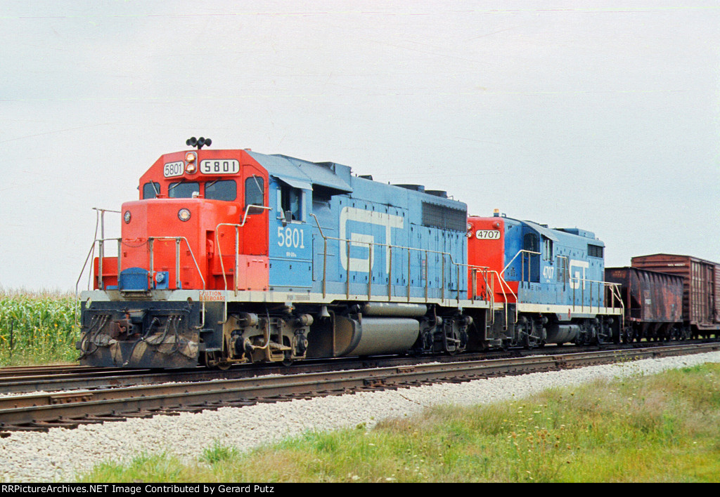 GTW GP38AC #5801 + GP18 #4707 leading train